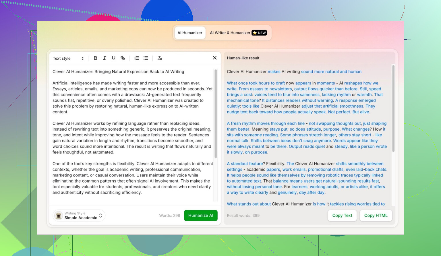 Você pode compartilhar experiências sinceras com o Clever AI Humanizer ...